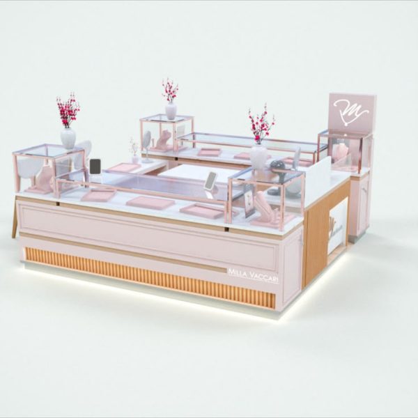 Modern Pink Jewelry Kiosk Design – A Stylish Display Solution for Malls ...