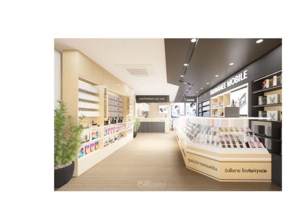 Mobile Phone & Tech Store Design – Natural Wood Display with Charging ...